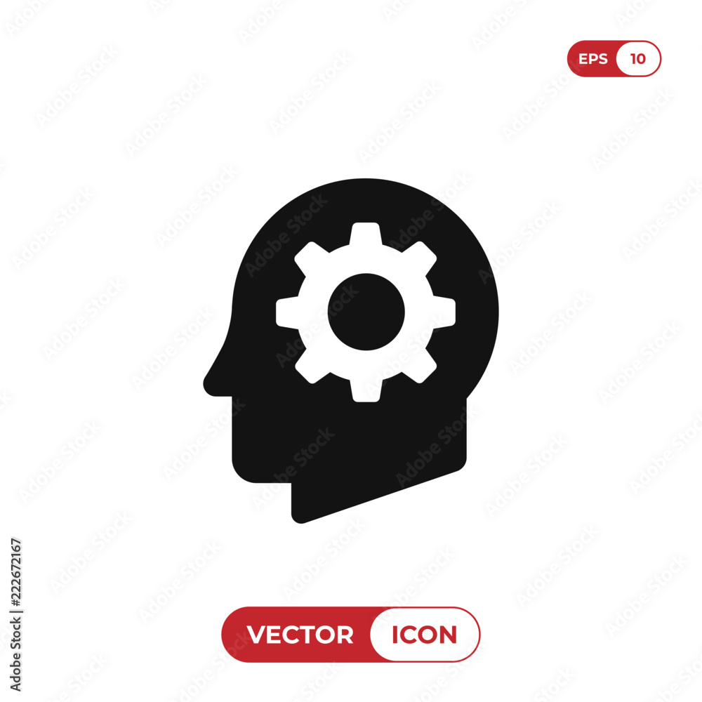 Cog in head vector icon Stock Vector | Adobe Stock