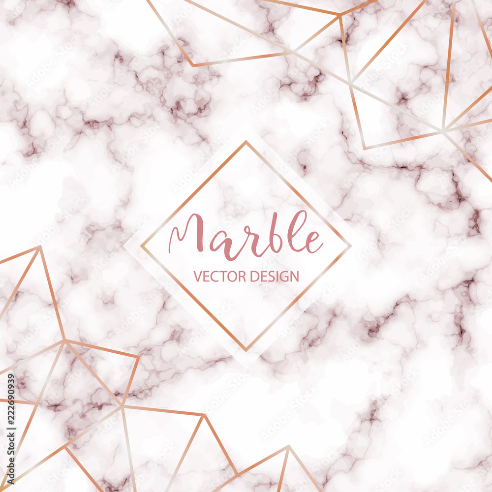 Pink Marble design template with abstract gold decorations for ...