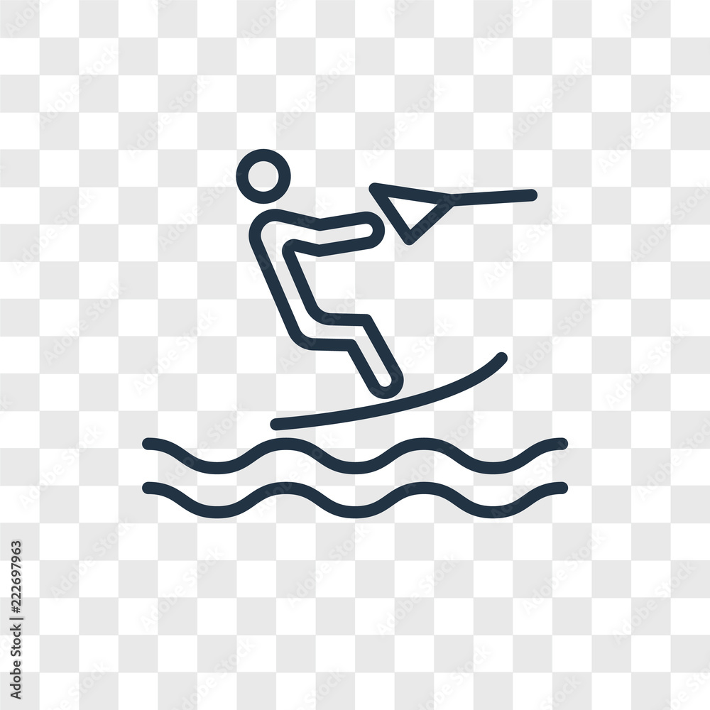 wakeboarding icons isolated on transparent background. Modern and ...