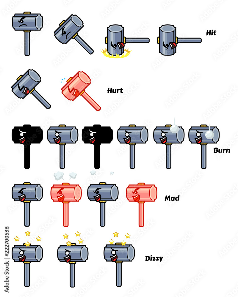 Hammer Game Sprites Stock Vector | Adobe Stock