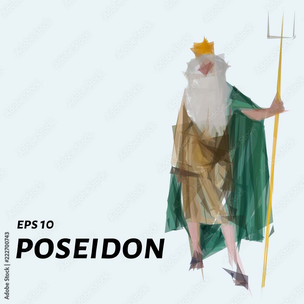 Poseidon of triangles. Poseidon low poly. Vector illustration. Stock ...