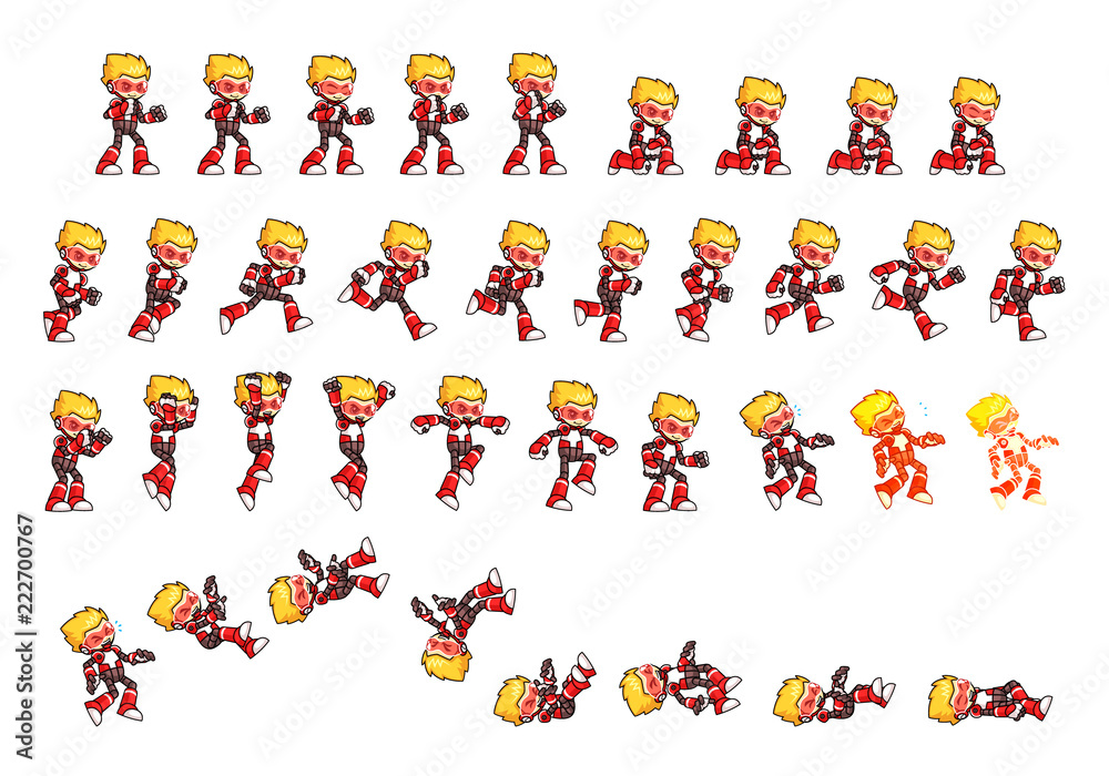 Red Robot Game Sprites Stock Vector | Adobe Stock