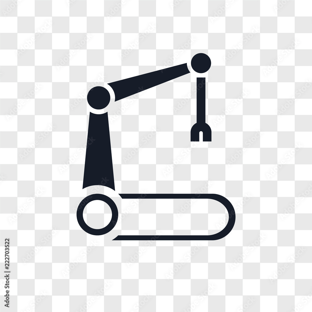 robotic arm icons isolated on transparent background. Modern and editable robotic arm icon ...