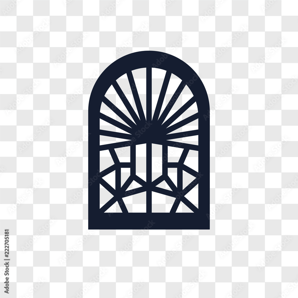 stained glass window icons isolated on transparent background. Modern ...