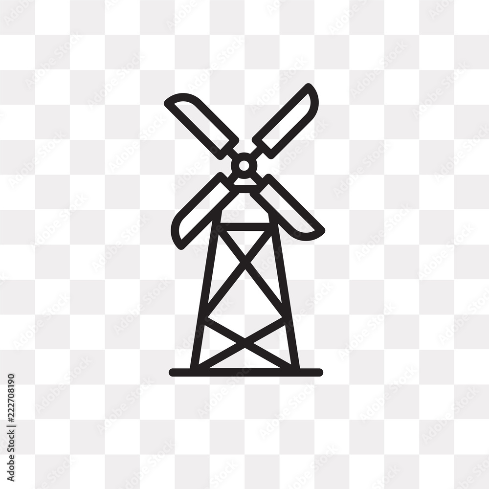 wind turbine icon on transparent background. Modern icons vector ...