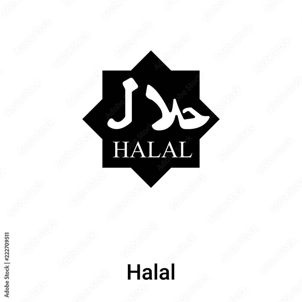 Halal Sign icon vector isolated on white background, logo concept of Halal Sign sign on ...