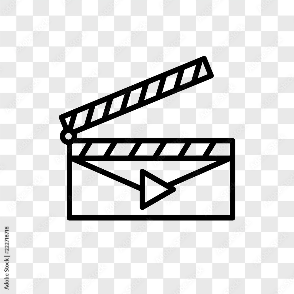 clapperboard icons isolated on transparent background. Modern and ...