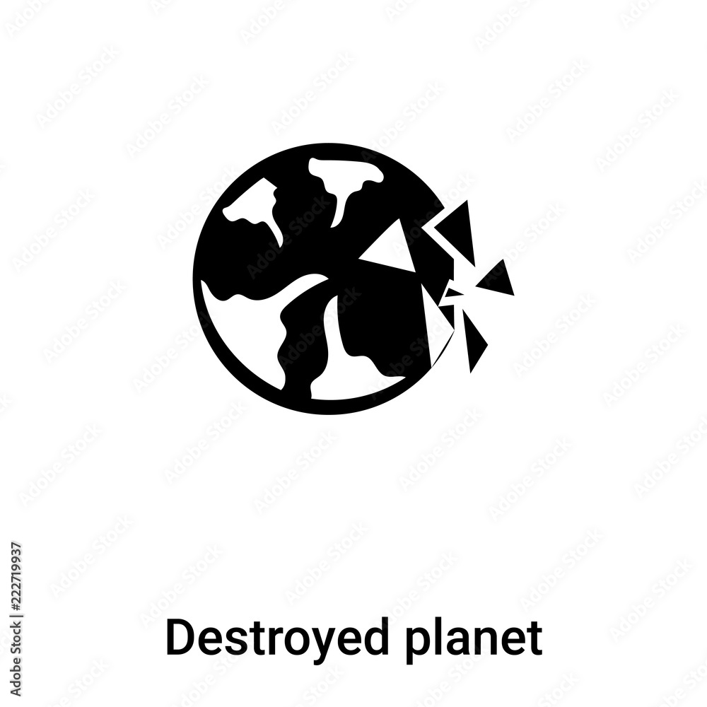 Destroyed planet icon vector isolated on white background, logo concept ...