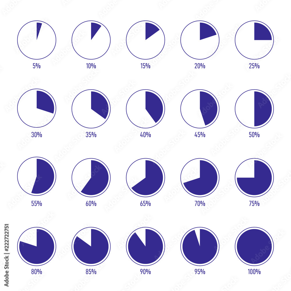 Set of modern percentage pie chart with number Stock Vector | Adobe Stock