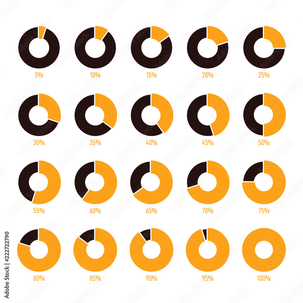 Set of modern percentage pie chart with number Stock Vector | Adobe Stock