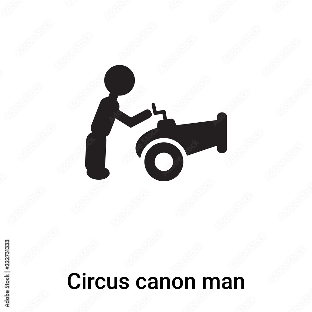 Circus canon man icon vector isolated on white background, logo concept ...