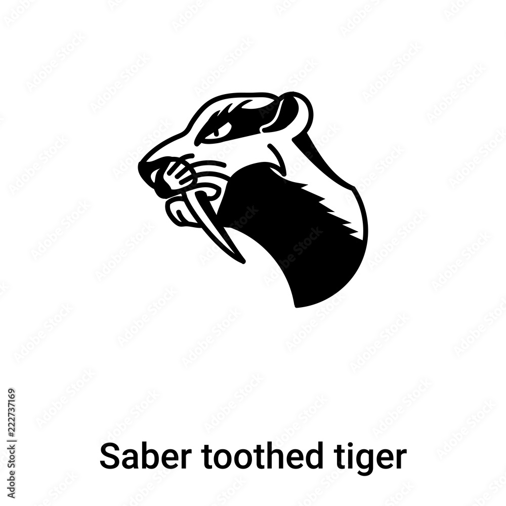 Saber toothed tiger icon vector isolated on white background, logo ...
