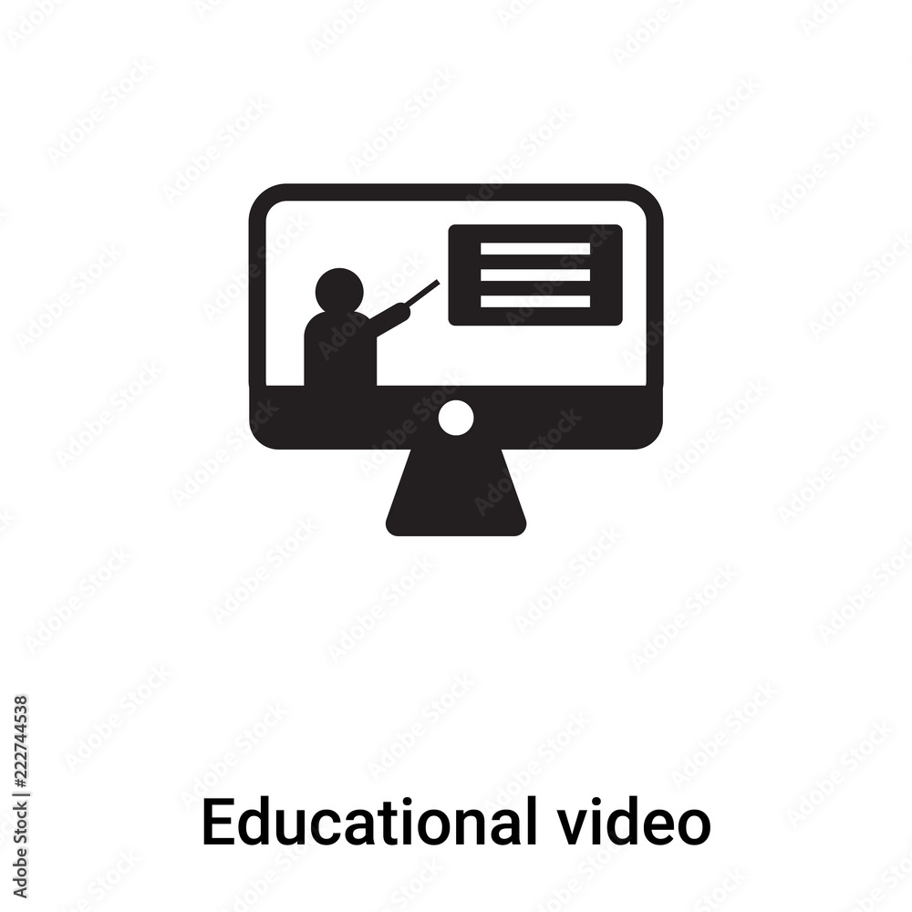 Educational video icon vector isolated on white background, logo ...
