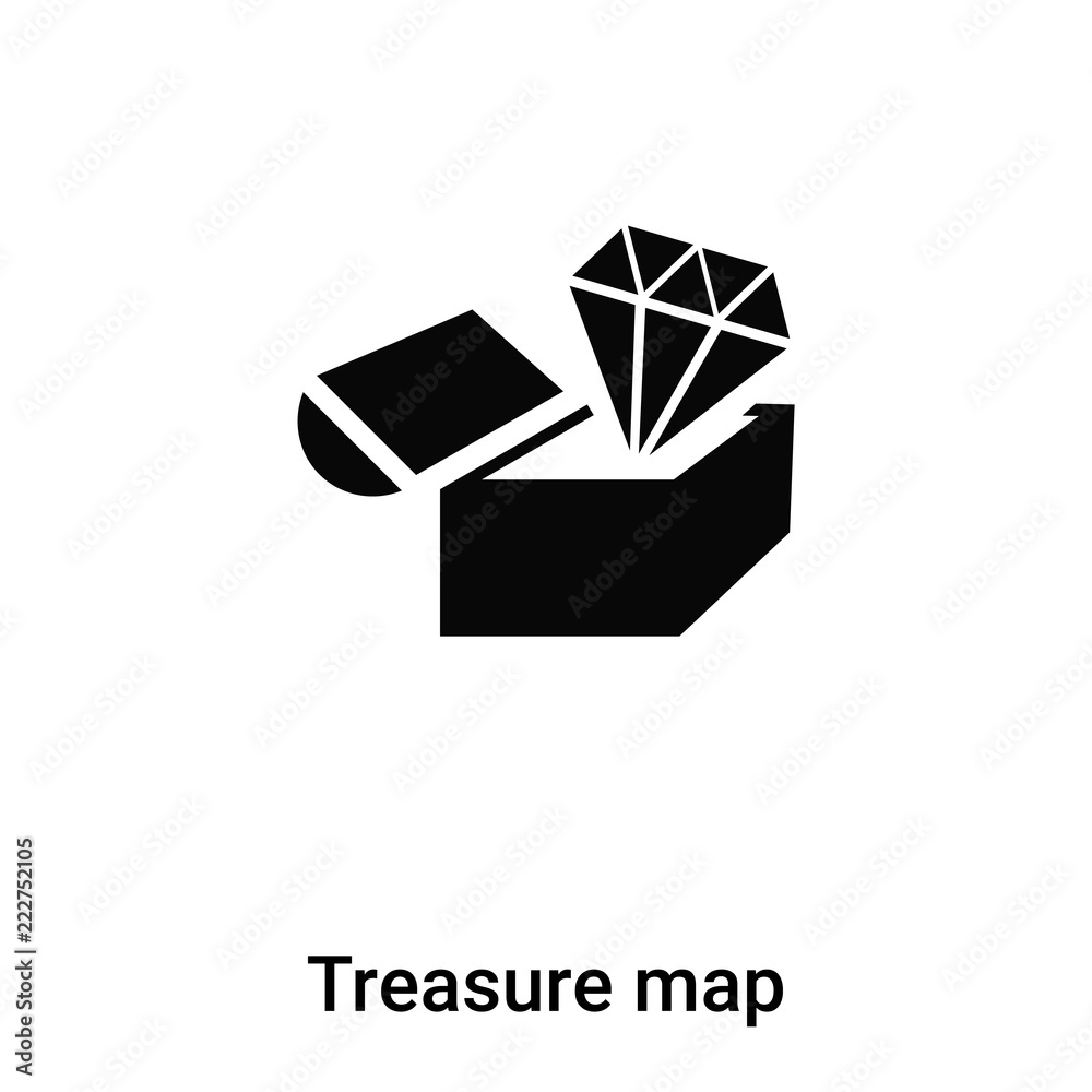 Treasure map icon vector isolated on white background, logo concept of ...