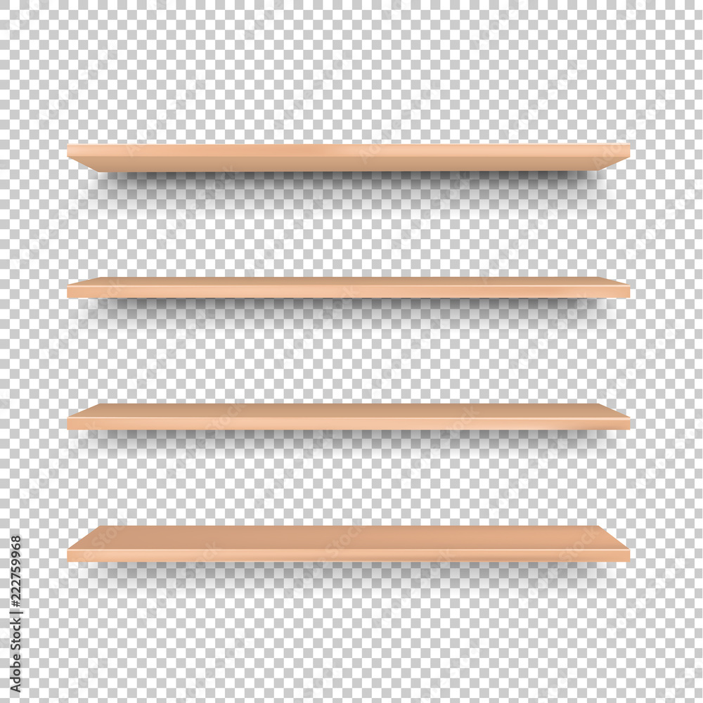 Emply Wooden Shelf Isolated Transparent Background Stock Vector | Adobe ...