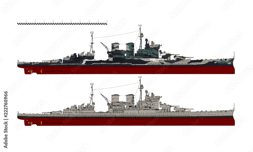 Battlecruiser of the Royal Navy. HMS Renown. Illustration. Stock Vector ...