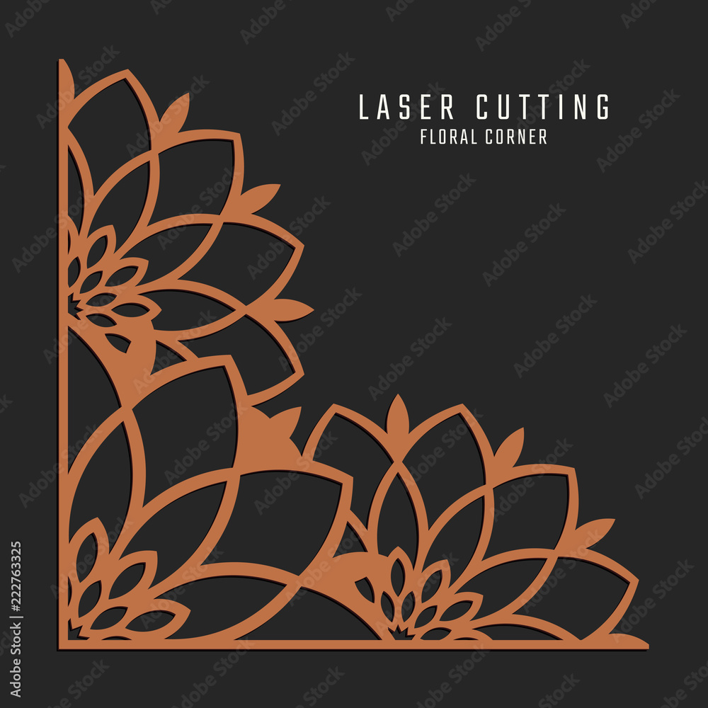 Laser cutting corner. Tapestry panel. Jigsaw die cut ornament. Lacy ...