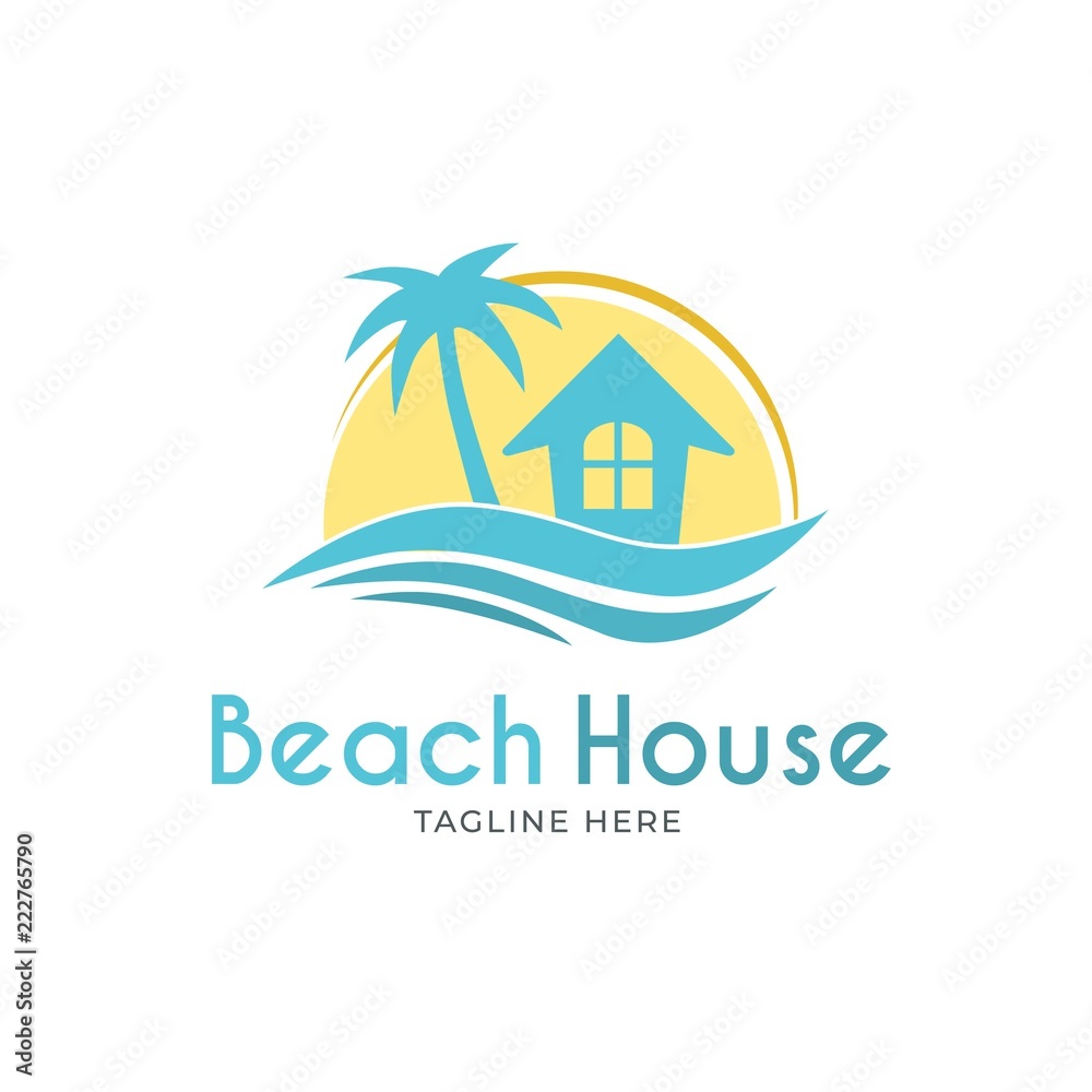 Beach house logo Stock Vector | Adobe Stock