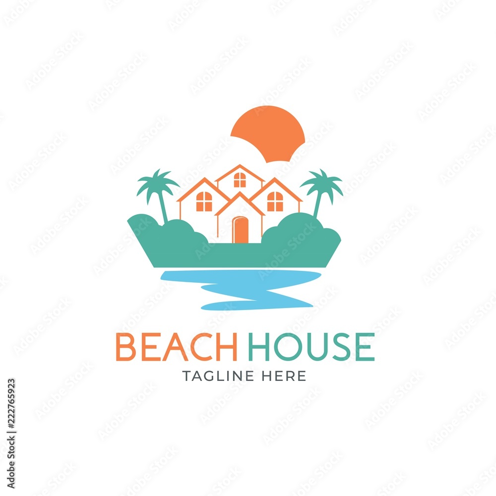 Beach house logo Stock Vector | Adobe Stock