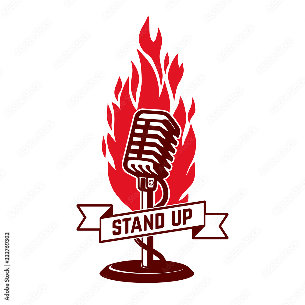 Stand up show emblem template. Design element for poster, flyer, emblem ...