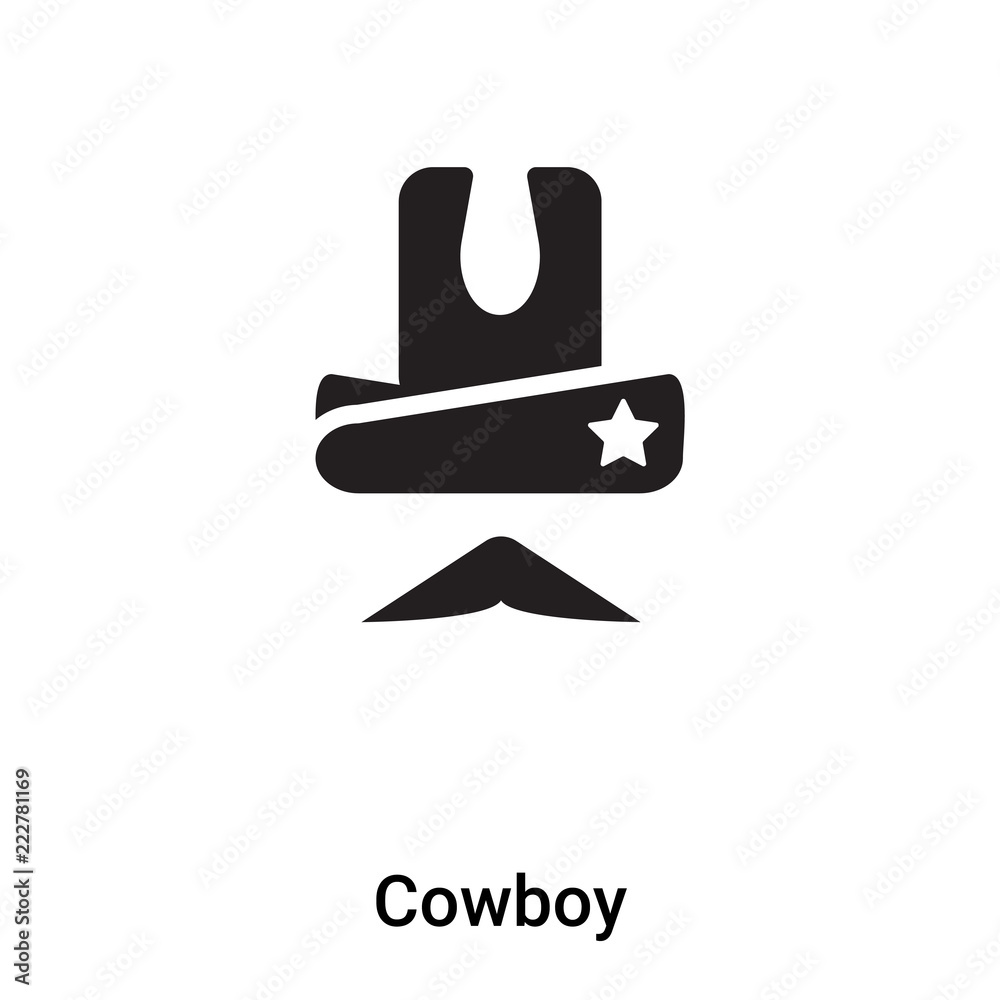 Cowboy icon vector isolated on white background, logo concept of Cowboy ...