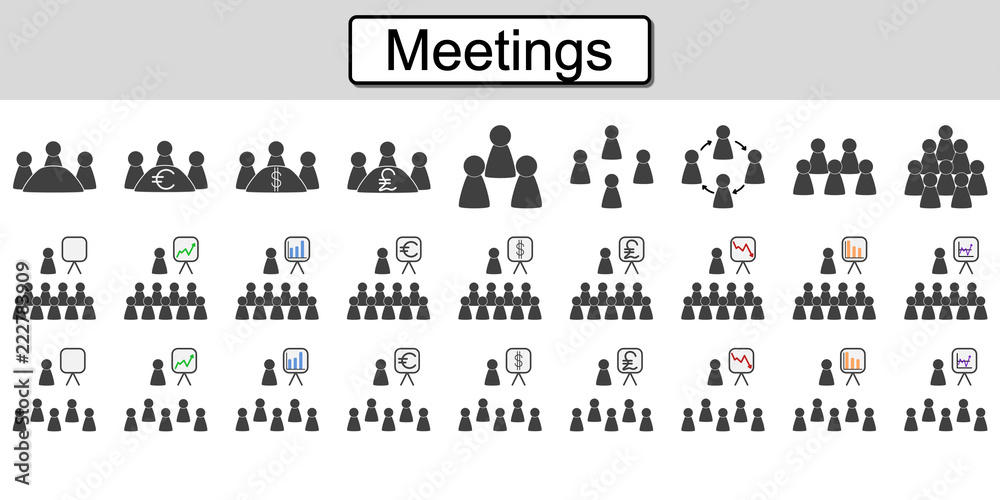 Meeting - Icons Stock-Vektorgrafik | Adobe Stock