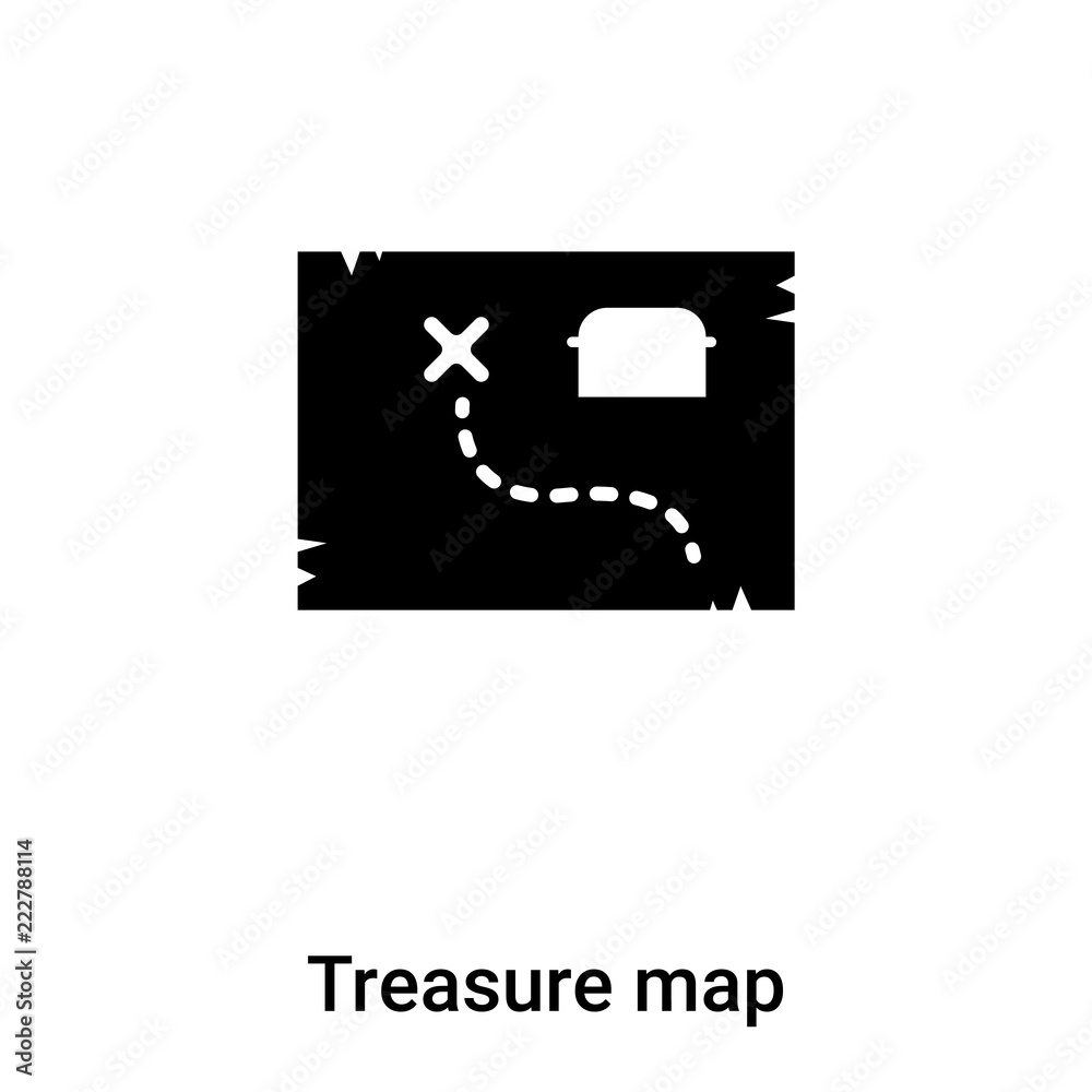 Treasure map icon vector isolated on white background, logo concept of ...