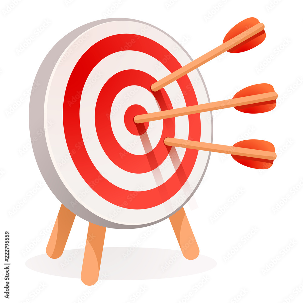 Red white target icon. Cartoon of red white target vector icon for web ...