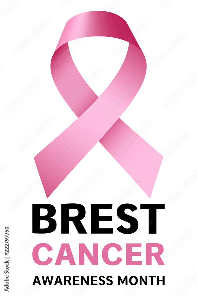 Breast cancer month logo. Realistic illustration of breast cancer month ...