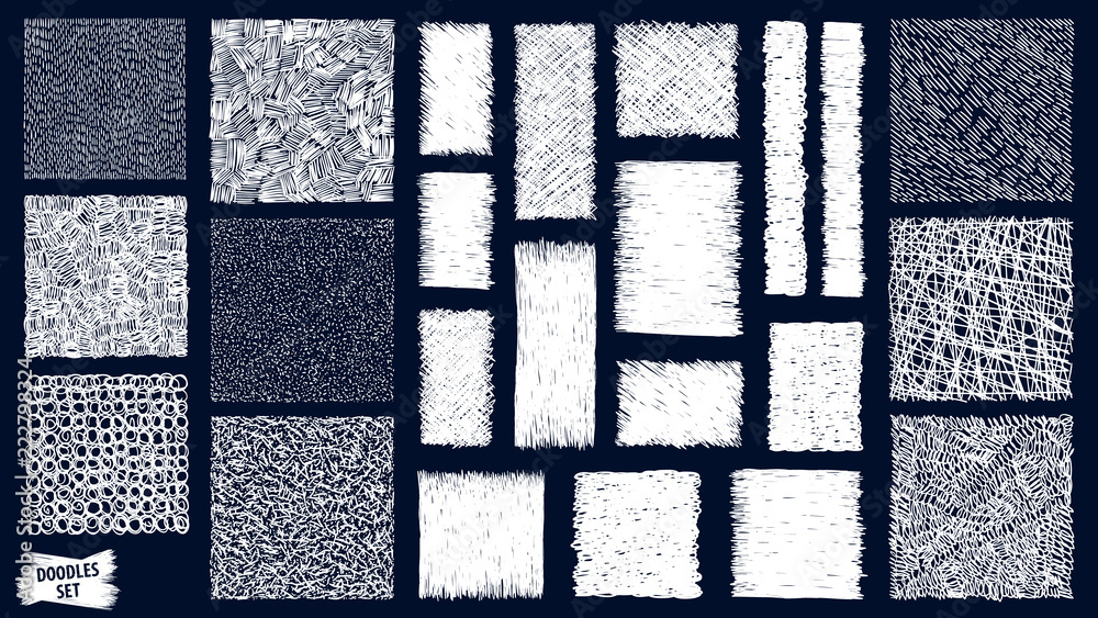 Scribble patterns set. Doodles backgrounds. Quirky sketches. Scrawl ...