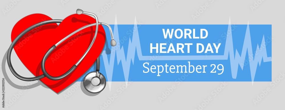 World heart day concept banner. Cartoon illustration of world heart day ...