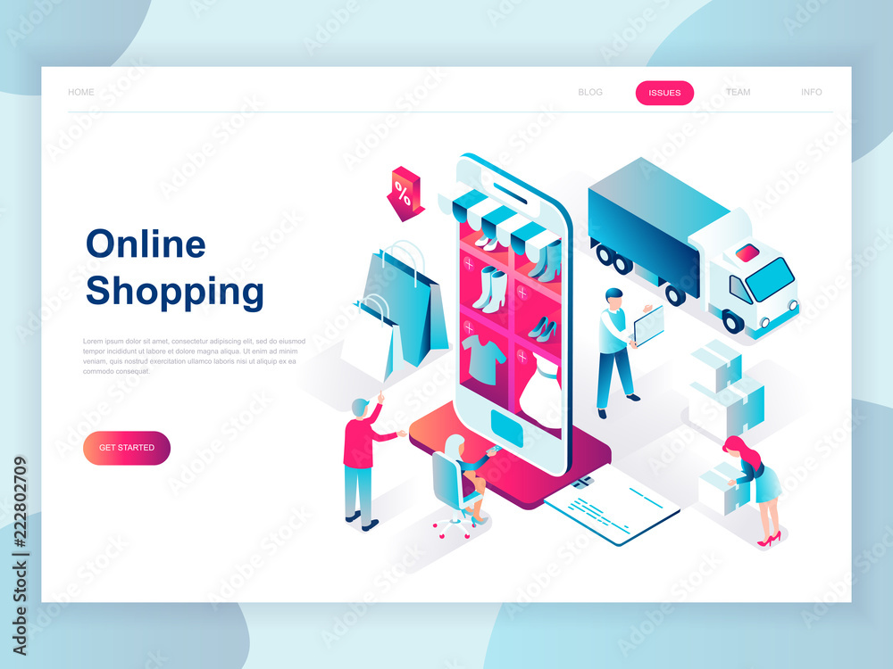 Modern flat design isometric concept of Online Shopping for banner and ...