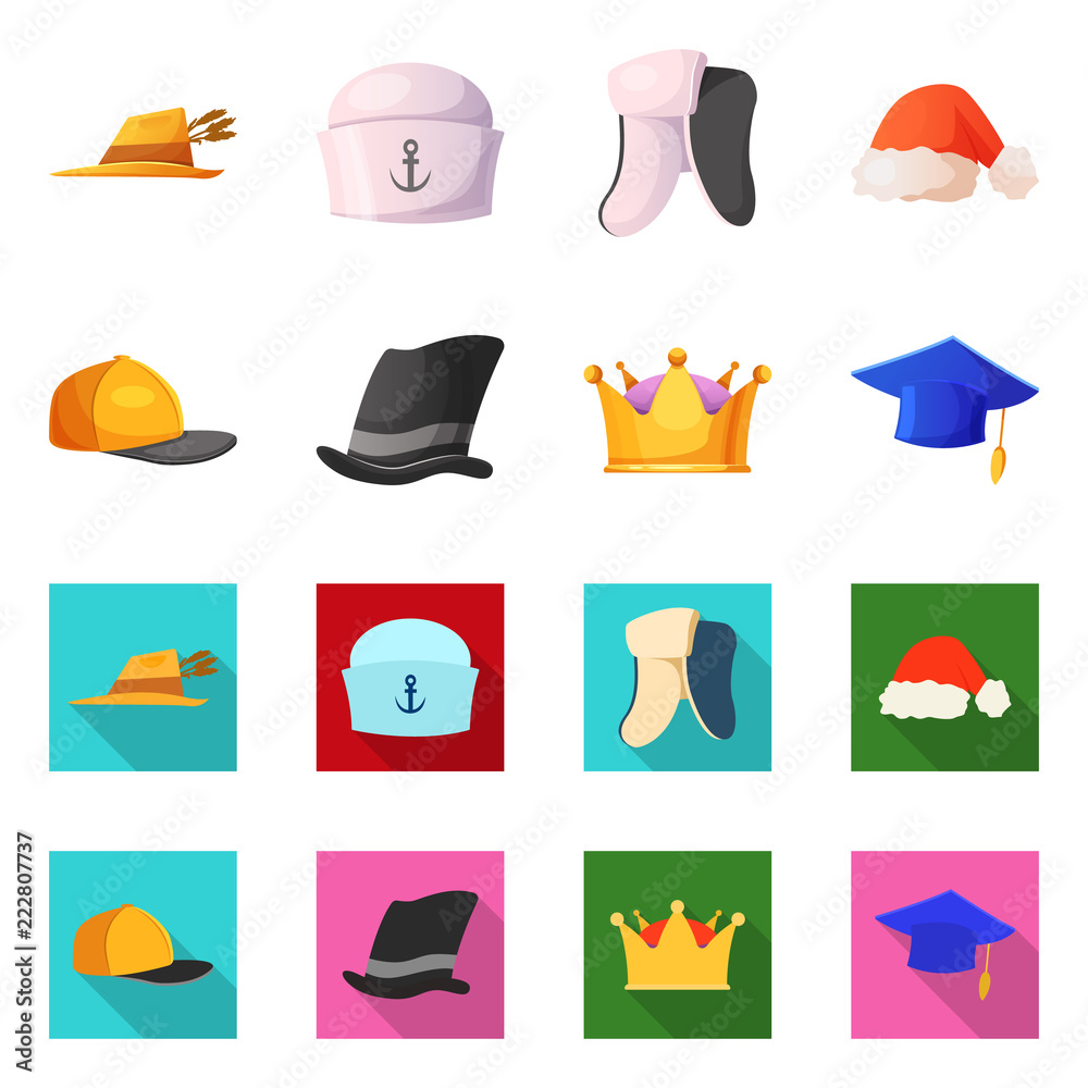 Vector design of headgear and cap symbol. Collection of headgear and ...