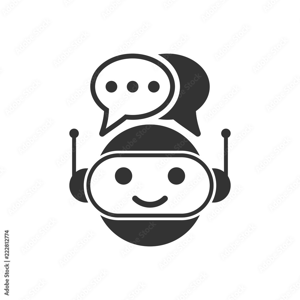 Cute robot chatbot icon in flat style. Bot operator vector illustration ...