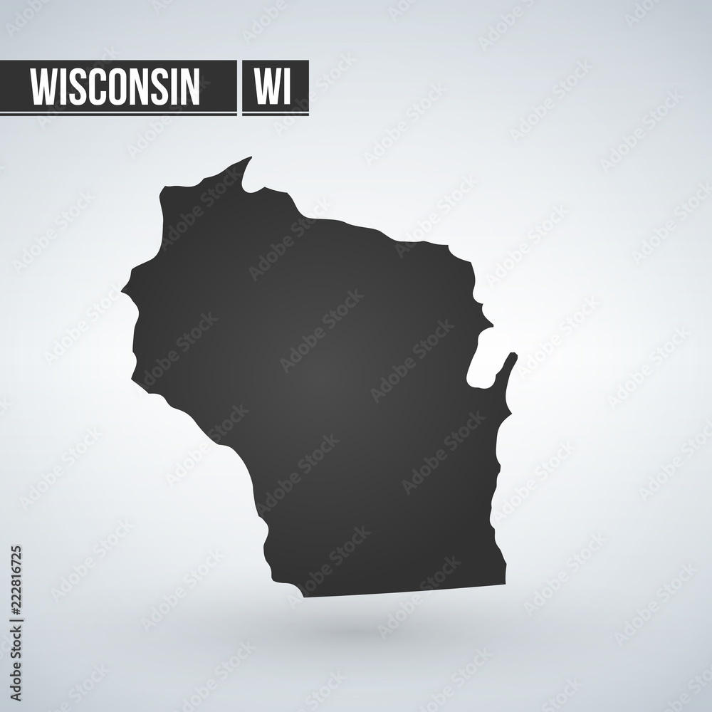 Wisconsin State vector map silhouette isolated on white background ...