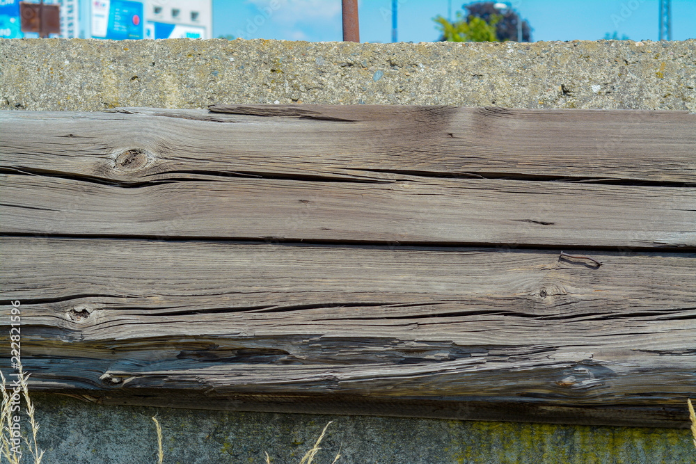 Old railroad barrier at the end of tracks, close-up. Stock Photo ...