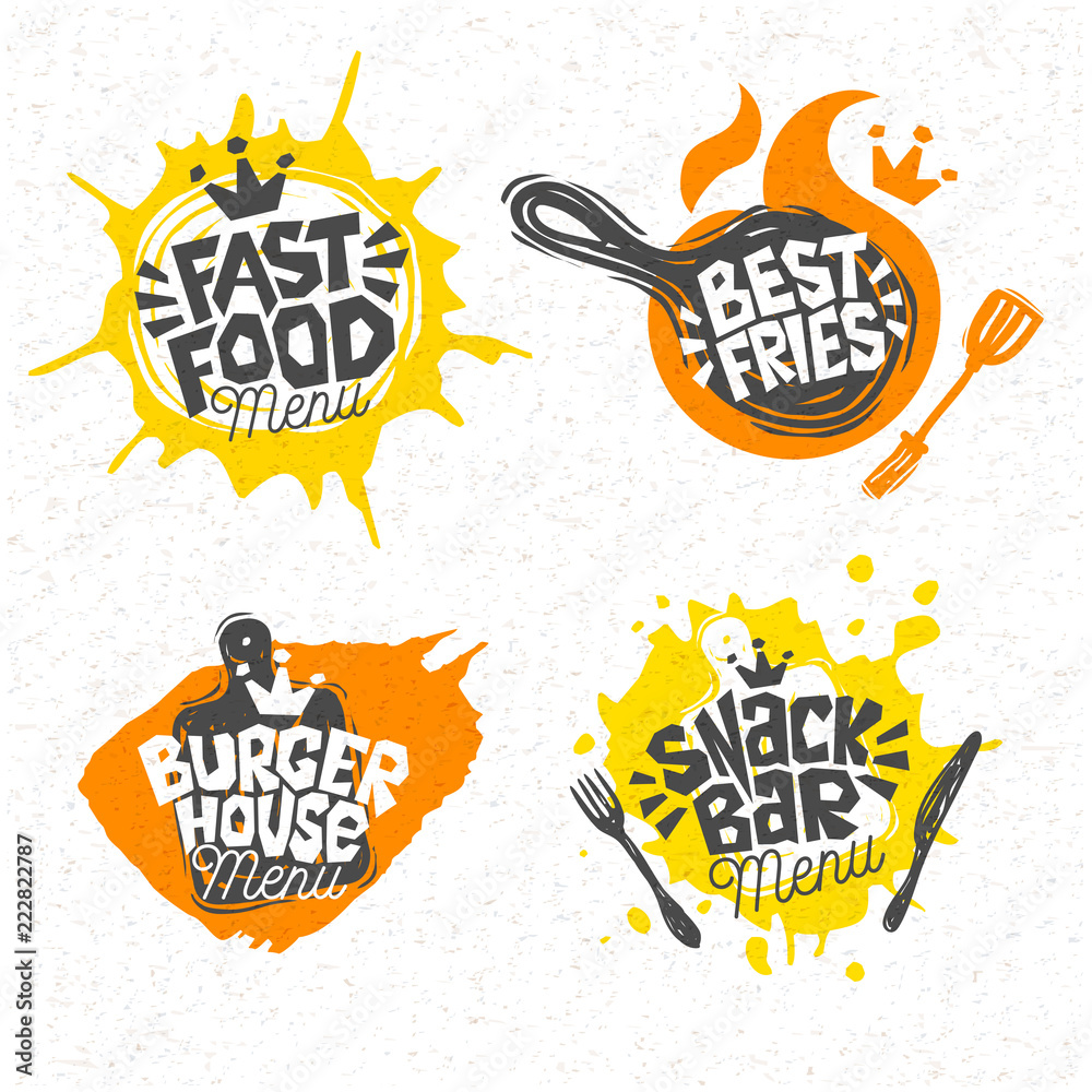 Fast food, burger house best pizza fries logo signs symbols emblems ...
