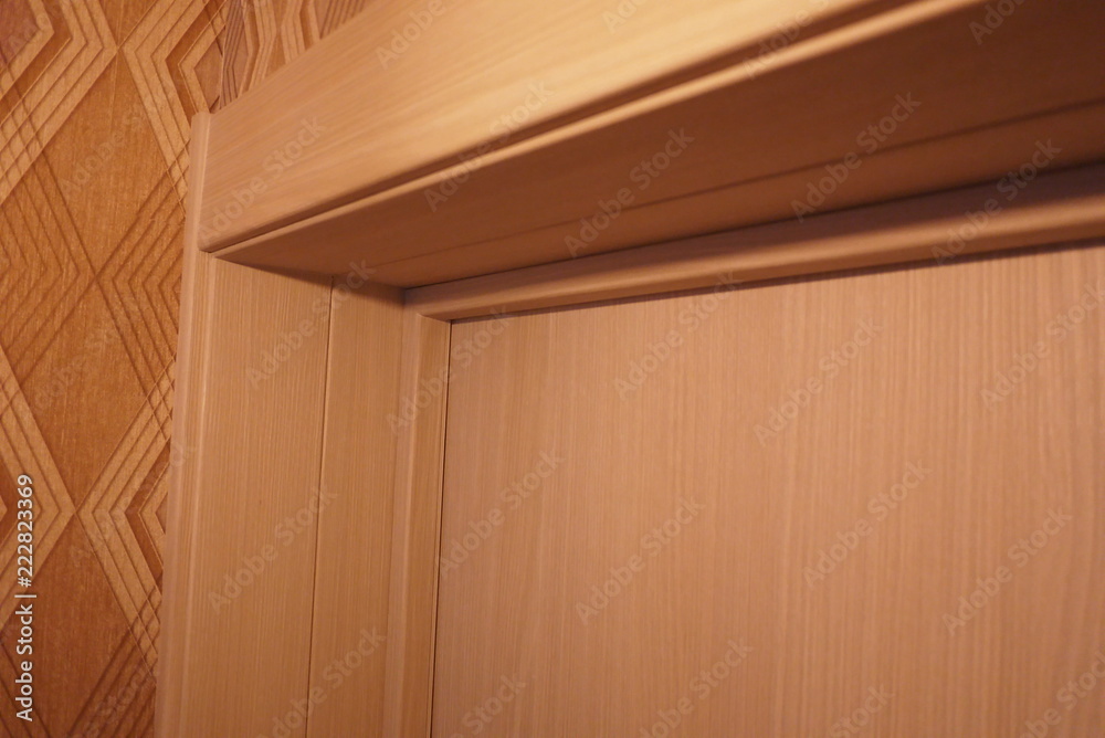 The interior of a room installed with a new interior. door.The ...