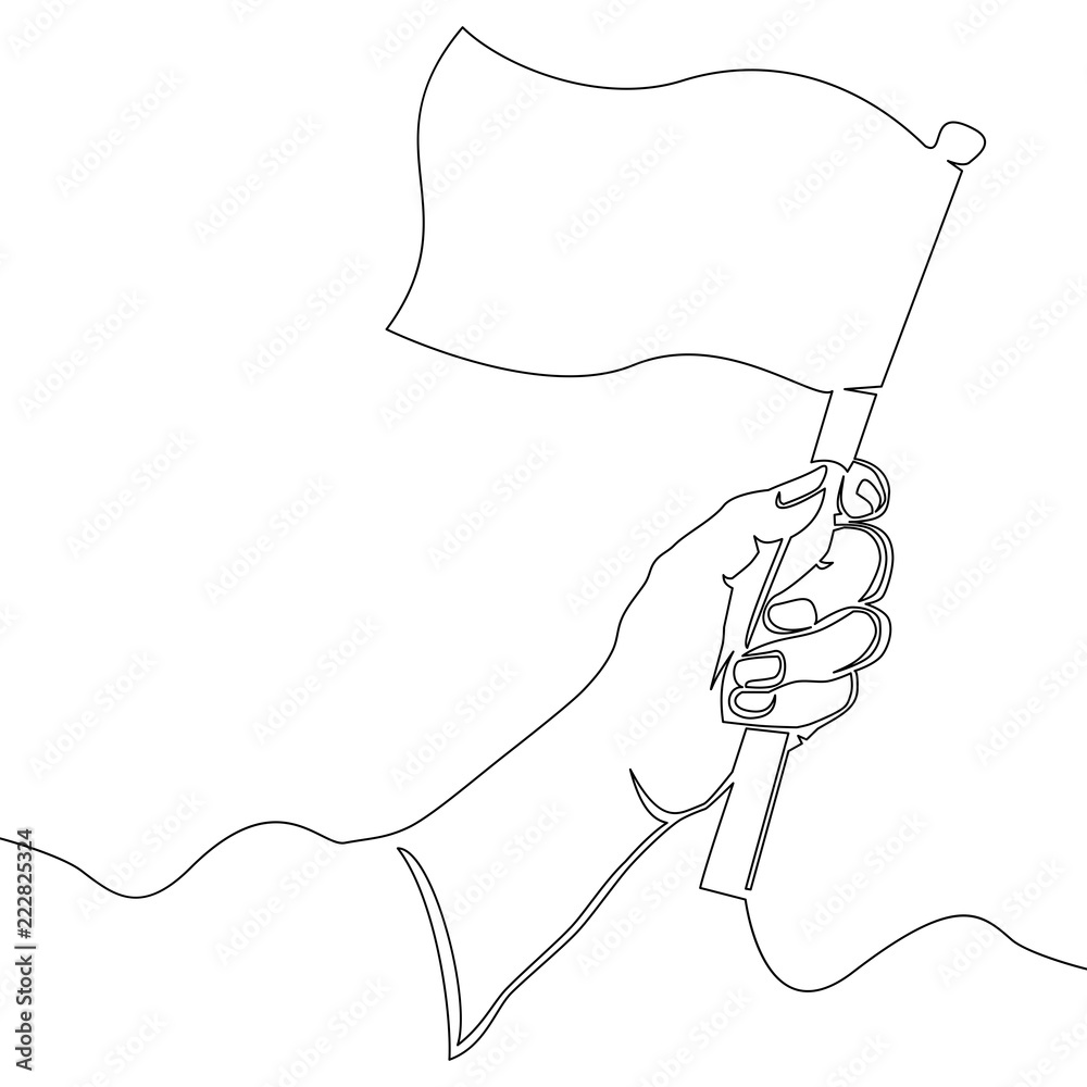Continuous line drawing Hand Holding Flag Vector Stock Vector | Adobe Stock