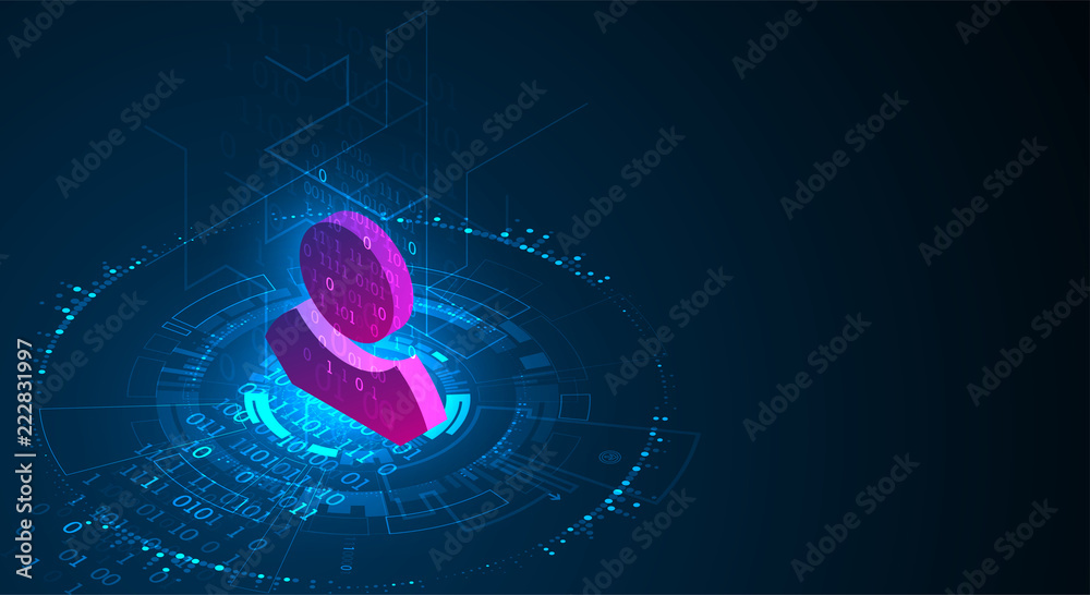 Isometric digital user icon. Abstract technology background. Vector ...