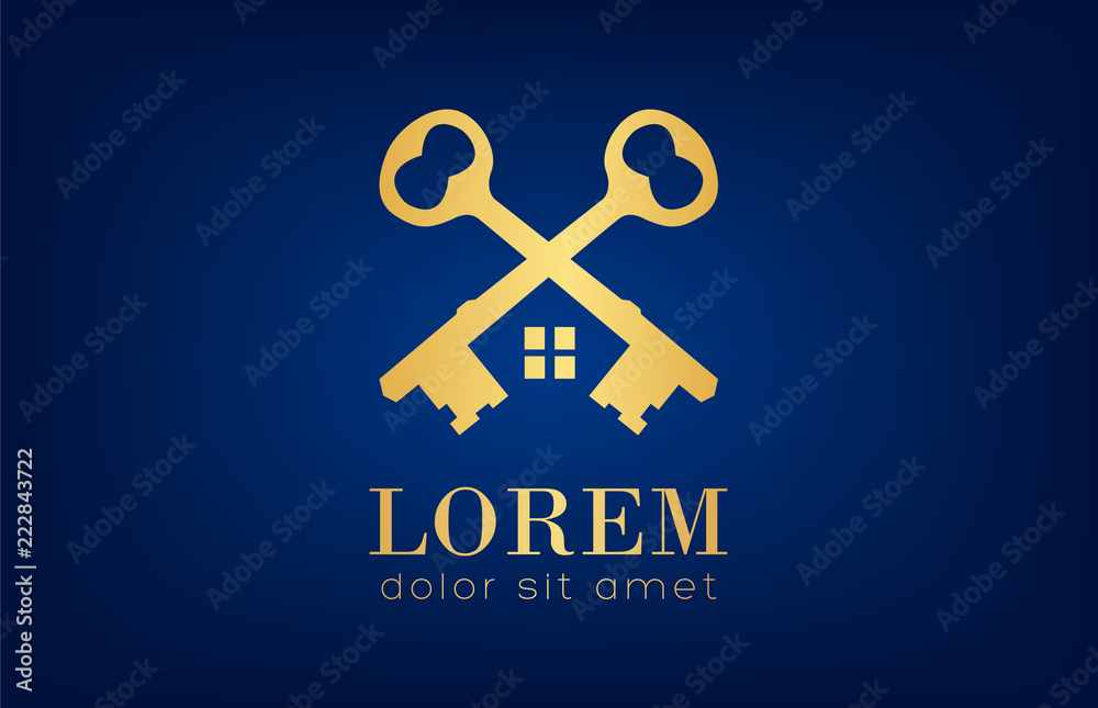 Vintage old key logo Stock Vector | Adobe Stock