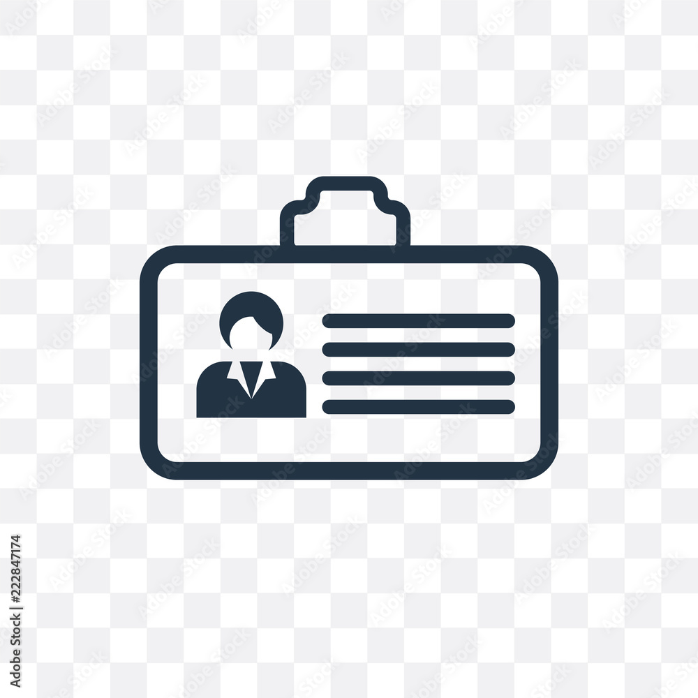 id card icon isolated on transparent background. Simple and editable id ...