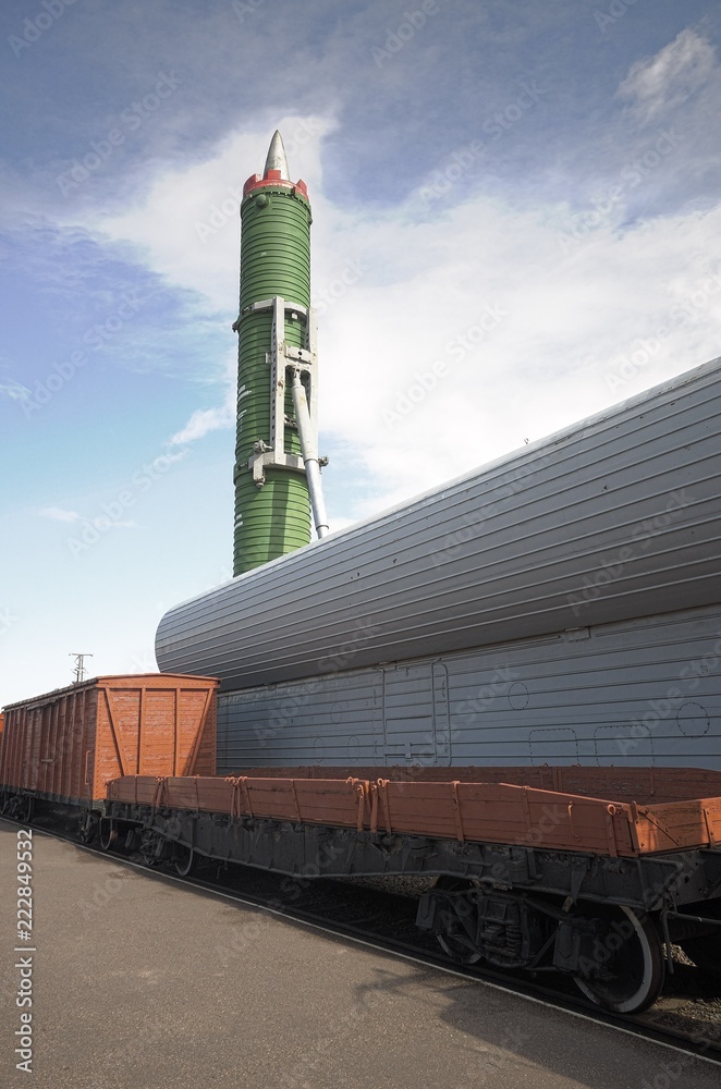 Russian railway ballistic missile with nuclear warhead Stock Photo ...