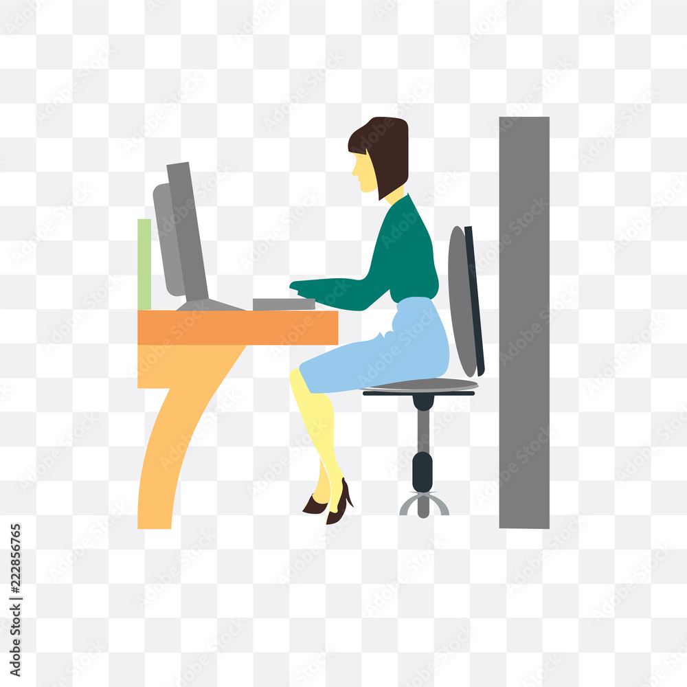 Woman Working At Computer Icon