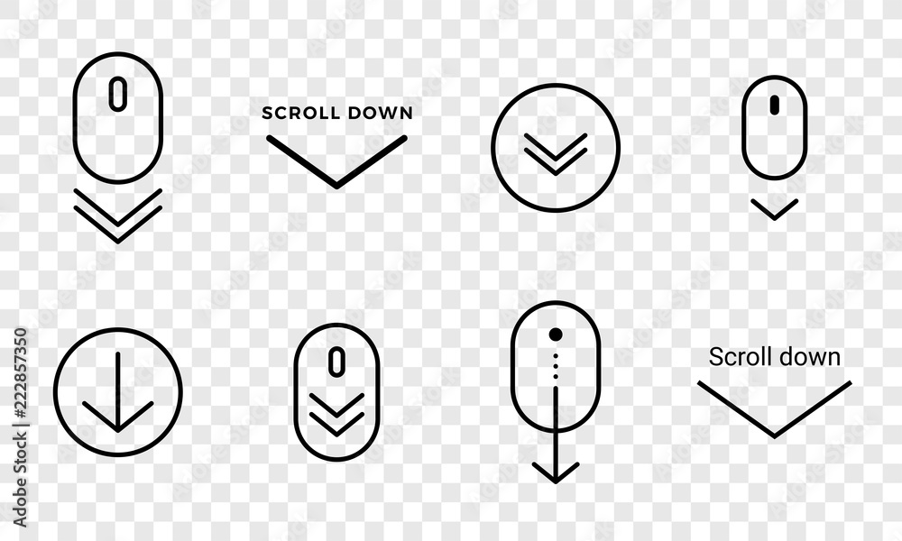 Vetor de Scroll down icon. Vector scrolling sybmol for web design do Stock | Adobe Stock