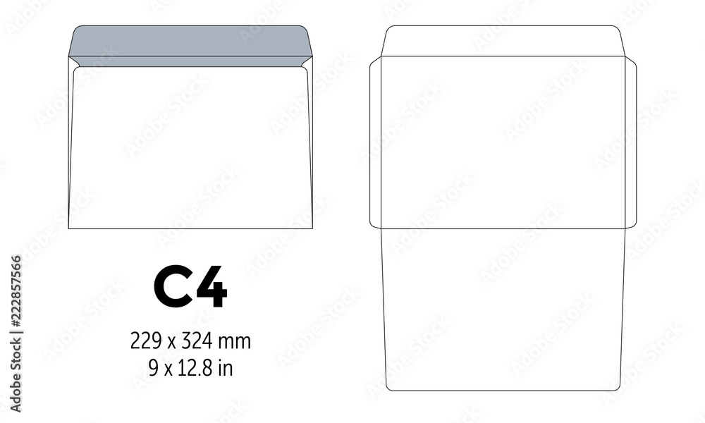 Envelope c4 template for a4, a5 paper with cut lines Stock Vector ...