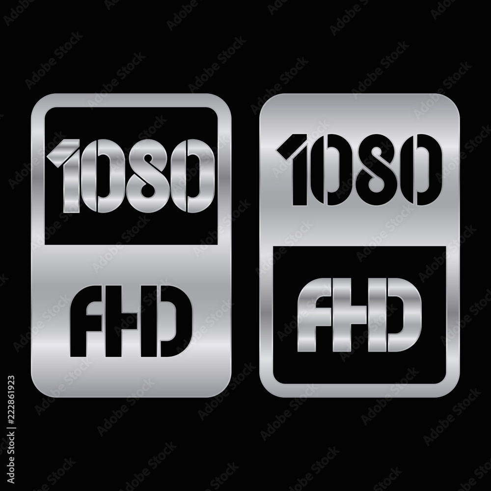 1080 Full HD format silver and cut icon. Pure vector illustration on ...