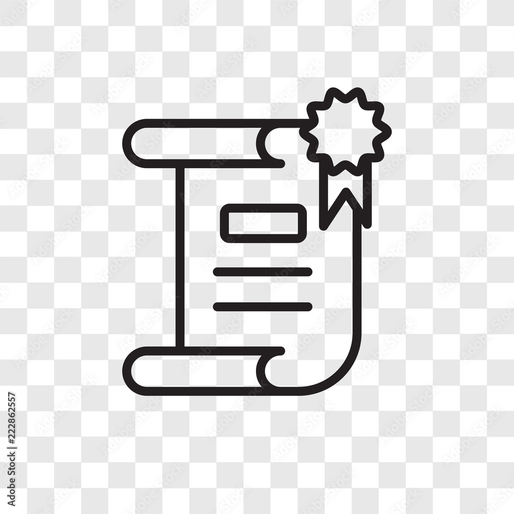 Certificate vector icon isolated on transparent background, Certificate ...