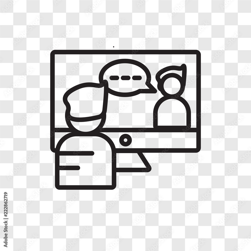 Video conference vector icon isolated on transparent background, Video ...