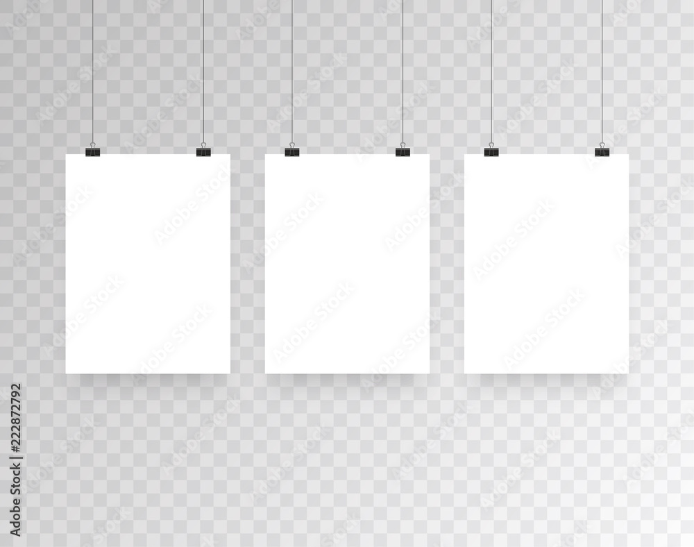 Blank hanging photo frames or poster templates isolated on transparent ...